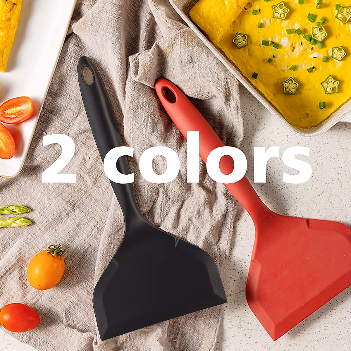 Silicone Tamagoyaki Spatula Japanese Omelette Spatula Wide Silicone Pancake Spatula Nonstick Heat-Resistant Pancake Shovel for Egg, Fish, Burgers, Steak and Pizza，Black