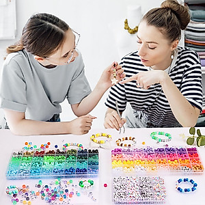 QUEFE 2350pcs, 64 Colors, Pony Beads for Bracelet Making Kit, Rainbow Kandi Beads Friendship Bracelet Kit, Letter Beads and Elastic Strings for Bracelet Necklace Making, Craft Gifts Set for Girls