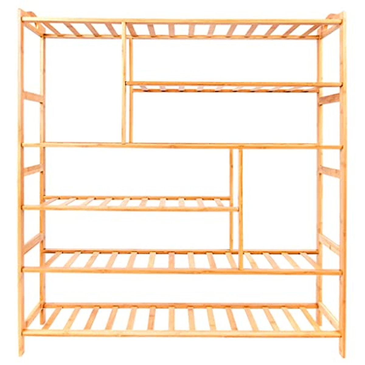 6-Tier Shoe Rack Organizer, Free Standing Bamboo Shoe Rack with Boot Organizer, Multifunctional Shoe Storage Shelf for Entryway, Shoe Storage Organizer Unit for Hallway, Living Room, Display Stand