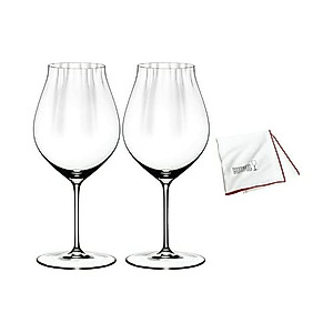 Riedel Performance Pinot Noir Wine Glass (2-Pack) with Large Microfiber Polishing Cloth Bundle (2 Items)
