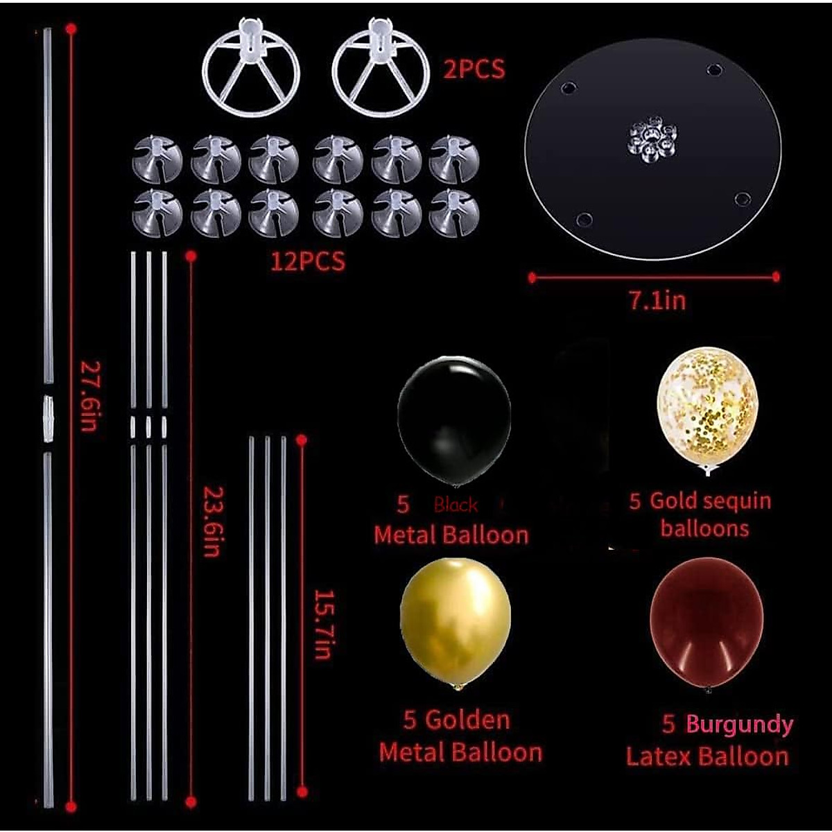 Graduation Decorations Maroon Gold 2024/Burgundy Gold Graduation Decorations ASU FSU/Burgundy Gold Balloons/Burgundy Birthday Decorations 2 Burgundy Table Centerpiece Balloon Stand Kits