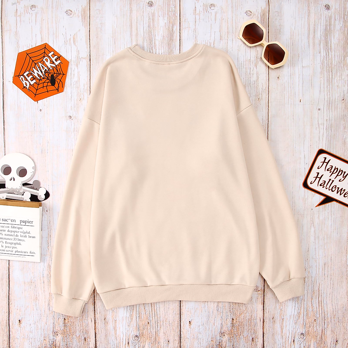 SOFEON Women Halloween Sweatshirt X-Ray Skeleton Maternity Sweatshirt Funny Pregnancy Announcement Crewneck Pullover Tops(Beige,XX-Large)