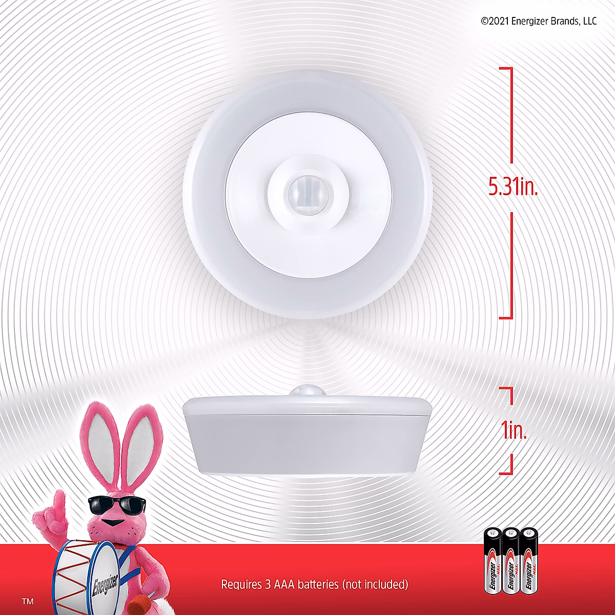 Energizer Motion Activated LED Puck Lights, 6 Pack, Battery Powered, Wireless Lights, Under Cabinet Lighting, Stick On Lights, Perfect for Kitchen Under Cabinet, Hallways, Closets, and More, 59325-T1