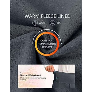 SANTINY Women's Fleece Lined Joggers Water Resistant High Waisted Thermal Sweatpants Winter Pants Hiking Running Pockets(Dark Grey_L)