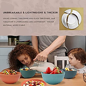 PUPOPIK Cereal Bowls Unbreakable 24 OZ, Plastic Bowls Reusable Light Weight Bowl, Microwave and Dishwasher Safe BPA Free Cereal Bowls heat Straw Bowl for Serving Soup and Salad (Mutil Color-Set of 4)