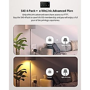 SONOFF S40 WiFi Smart Plug with Energy Monitoring, 15A Smart Outlet Socket ETL Certified, Work with Alexa & Google Home Assistant, IFTTT Supporting, 2.4 Ghz WiFi Only (4-Pack)