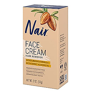Nair Hair Remover Moisturizing Face Cream, with Sweet Almond Oil, 2OZ