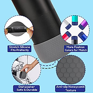 BABORUI 2Pcs Water Bottle Boot Compatible With Owala Water Bottle 24oz, Protective Silicone Boot Sleeve for Owala Freesip, Twist, Flip Water Bottle (Grey)