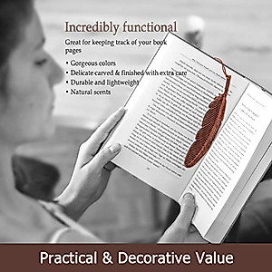 4 Pcs Wood Bookmarks for Women Men Teacher Book Lovers, Wooden Carving Book Mark Bookmark Box Set for Kid Birthday Prtesent Mothers Day Appreciation Gifts for Women Girls Readers