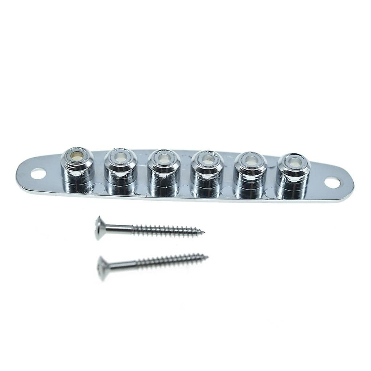 KAISH Guitar Bridge String Thru Body Ferrule Plate Guitar String Ferrules String Bushing Plate for Electric Guitar Chrome