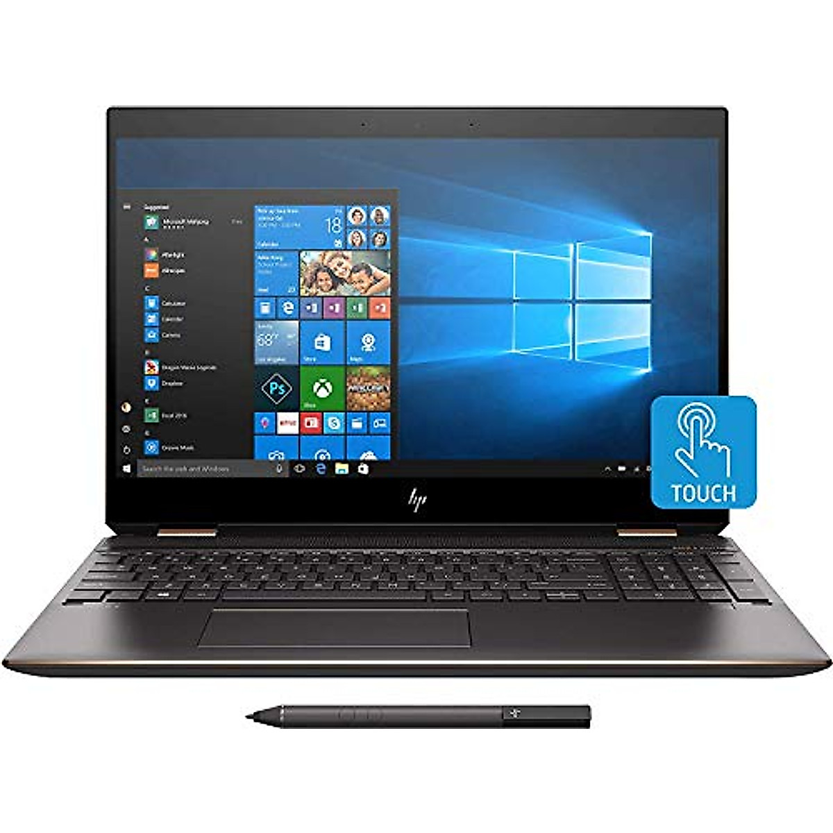 HP Newest Spectre x360 15t Touch AMOLED 10th Gen Intel i7-10510U with Pen, 3 Years McAfee Internet Security, Windows 10 Professional, Warranty, 2-in-1 Laptop PC (16GB, 1TB SSD, Dark Ash)
