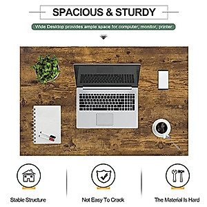 YYkokocat Computer Desk, 35'' Study Writing Table with Metal Legs, Save Space & Easy Assembly Small Office Desk for Small Space, Modern Steel Frame Wood PC Workstation for Home Office, Brown