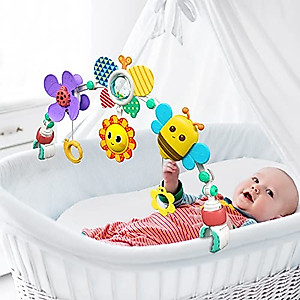 Eners Baby Play Arch Crib Toys, Activity Arch Toy, Crib Mobile for Pack and Play, Mobile for Bassinet, Crib Toys for Babies Boys Girls (Yellow)