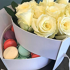 [USA-SALES] Premium Quality Heart Shaped Flower Box, Floral Gift Box, with Lids, Size 9x8x6.5, for Luxury Style Flower Arrangements, Ships From USA (White)