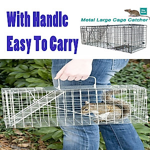 Humane Mouse Traps Indoor for Home, Heavy Duty Squirrel Trap Large Cage Trap for Live Animals, Squirrel, Raccoon, Galvanised Mesh Live-Catch Trap, Easy Installation and Use, 24" X 7.5" X 8.3"