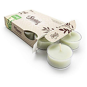 Eucalyptus Leaf Premium Tealight Candles - Highly Scented with Essential & Natural Oils - 6 Green Tea Lights - Beautiful Candlelight - Made in The USA - Fresh & Clean Collection