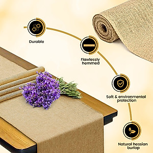 Burlap Table Runners-Set of 4 | Rustic Table Runner for a Cozy and Chic Table, Tan Table Runner for Farmhouse Dining Placemats - 12x84 Inches - Home Decor for Wedding, Parties, Baby Shower