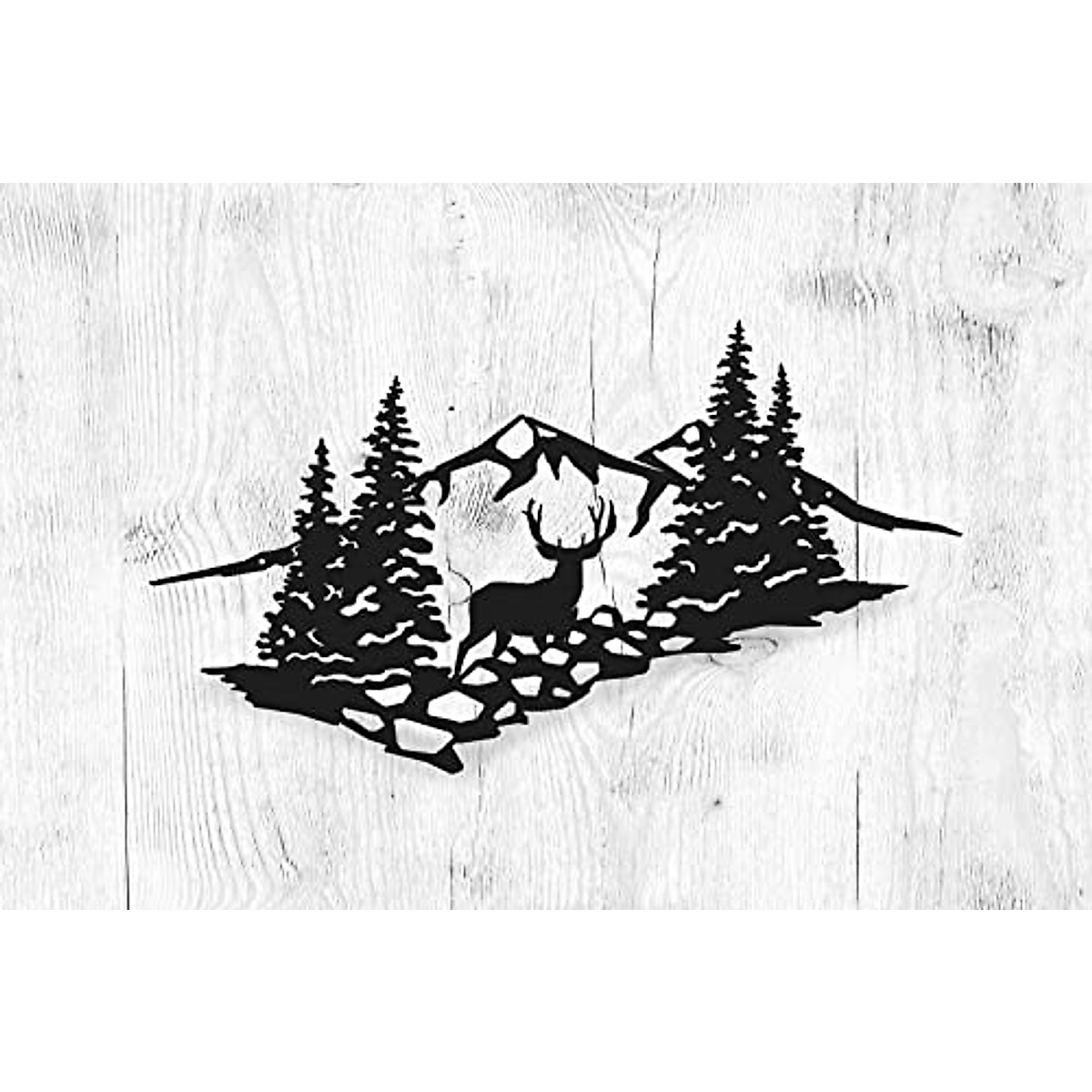 Mule Deer Mountain Scene | Laser Cut Metal Wall Art Sign for Home, Cabin, and Garage Decor | High Country Décor