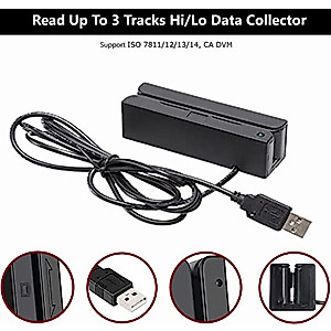 Posunitech Mini Msr100 Swipe Magnetic Credit Card Reader 3 Tracks Hi/Lo Data Collector, USB Msr Stripe Card Reader for Point of Sale (POS), Access Control, ID Verify