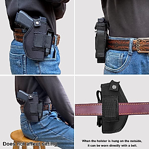 Gun Holster with Small & Medium Laser for Pistols : Glock 19 17..Taurus G3C G3 9mm..Sig Sauer..S&W M&P Shield..Ruger..Springfield With TLR-6 & CT Laser..- Fits 3.1'' to 4.7'' Barrel -Right/Left-Handed