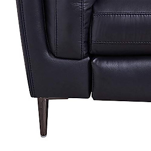 Armen Living Primrose Contemporary Top Grain Leather Power Recliner Living Room Sofa, Navy