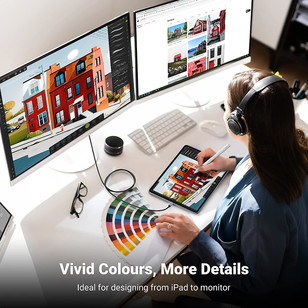 UGREEN USB C to HDMI Cable (4K@60Hz) 6.6FT, Type C to HDMI Adapter Thunderbolt 4/3 to HDMI for Home Office Compatible with iPhone 16 Pro Max Plus, MacBook Pro Air iPad Pro, XPS, Galaxy S24 Steam Deck