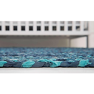 Unique Loom Braided Chindi Collection Area Rug - Layer (3' 3" x 5' 1" Oval, Blue/ Navy Blue)
