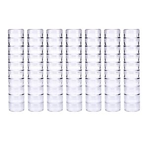 BAOFALI 70 PCS Stackable Plastic Containers, Clear Storage Box Round Organizer Jars for Beads, Buttons, DIY Art CraftJewelry Nail Accessory (919x3.5cm/ 7.5X.5inch)