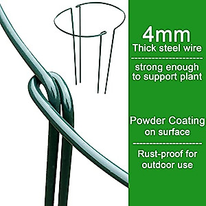 HiGift 4 Pack Plant Support Stake, Metal Garden Stakes for Plant, Half Circle Plant Supports for Tall Potted Plants Indoor, Outdoor Plant Cage for Peony,Tomato,Hydrangea, (10" Wide x 15.8" High)