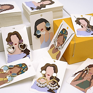 KALEFO 100 Pack Earring Cards Earring Bracelet Jewelry Display Cards Wholesale Hanging Bulk Earring Cards (White W)