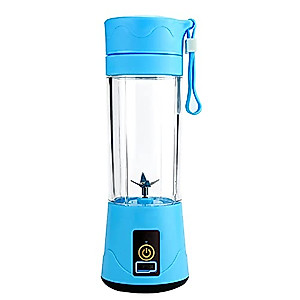 Generic 380ml Portable Mini Blender, Blue, 13 OZ for Travel Blender On the Go/ 2000mAh, USB Rechargeable Home/Office/Outdoor with Six Blades in 3D