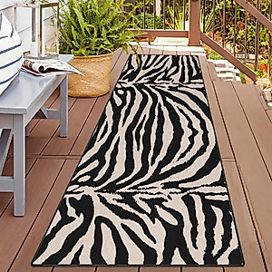 Bribay Runner Rug, Washable and Non-Slip 2'x6' Zebra African Tiger Brown Blue Orange Hallway Kitchen Area Rug, Indoor Entryway Door Mat, Floor Mat Carpet for Bedroom, Bathroom, Laundry, Living Room