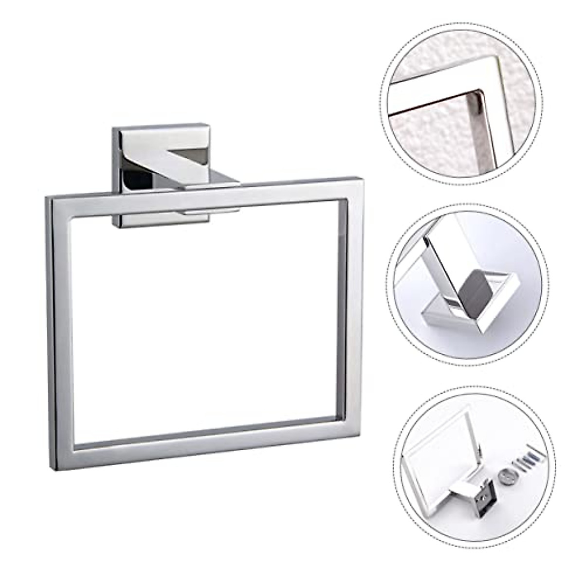 Yardwe 1pc Square Towel Ring Wall Mounted Towel Holder Wall Mounted Towel Rack Square Towel Holder Adhesive Towel Ring Bathroom Towel Ring Towel Ring Holder Stainless Steel Towel Holder