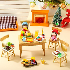 38 Pcs Miniature Food Toy Miniature Doll House Accessories Miniature Play Sets Small Doll Food Dollhouse Food, Hamburger Fries Soda Milk Juice Fast Food Set for Pretend Play Kitchen (Cute Style)