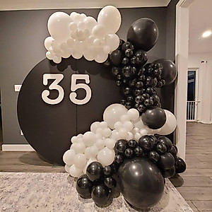 Black and White Balloon Arch Kit, ADOINBY 140Pcs Black and White Durable Latex Balloons 18 12 10 5 Inch Different Size Balloons for Birthday Anniversary Wedding Engagement Graduation Party Decorations
