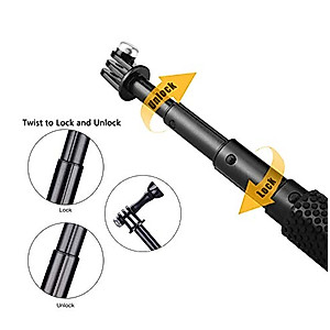 Vicdozia 19'' Extension Selfie Stick, Portable Hand Grip Waterproof Handheld Monopod Adjustable Pole Compatible with GoPro Hero(2018) Hero 10 9 8 7 6 5 4 3 AKASO SJCAM DJI OSMO and More Sports Cameras