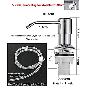 Gnimauhz Soap Dispenser for Kitchen Sink and Extension Tube Kit, Stainless Steel Soap Dispenser with 47 Inches Tube Connects Directly to Soap Bottle, Hand and Dish Soap Dispenser Pump（Chrome）