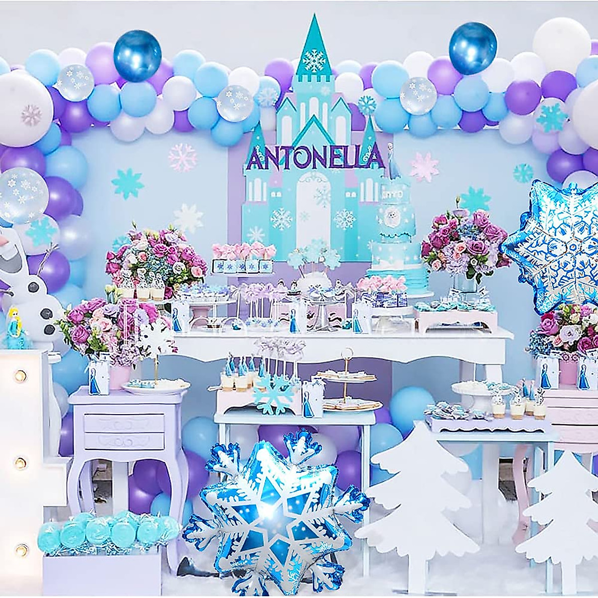Frozen Balloons Arch Garland Kit, Frozen Birthday Balloons Frozen Party Supplies Latex Balloons Happy Birthday Snowflakes Foil Balloon Frozen Decorations for Birthday Party Girl Home Decorations