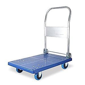 Generic Cart Push Cart Trolley Plastic Panel and Foldable Handle for Easy Storage and Mute 360 Degree Swivel Wheels for Transport Platform Truck Cart (Size : 72 * 48-150-mutetone)