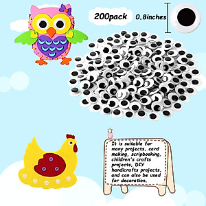 200 Pieces Wiggle Eyes Self Adhesive Black White Googly Eyes for DIY Crafts Decoration (20mm)