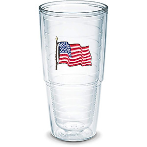 Tervis 1015656 American Flag Insulated Tumbler with Emblem, 24 oz - Tritan, Clear