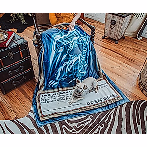 Surreal Entertainment Yu-Gi-Oh! Blue-Eyes White Dragon Card Fleece Throw Blanket | Anime Plush Soft Cover For Sofa, Bed | 45 x 60 Inches, Gold