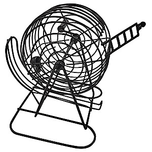 SEETOOOGAMES Deluxe Bingo Game Set,6 Inch Metal Cage, 300 Bingo Chips with a Bag, 75 Bingo Balls with a Bag, 50 Bingo Cards, Plastic Master Board