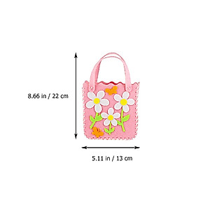 TOYANDONA 6 Sets Kids DIY Art Craft Cartoon Felt Owl Flower Strawberry Cake Girl Handbag Stitch Needle Thread Felt Non Woven Handbag for Beginner Children Girls Boy