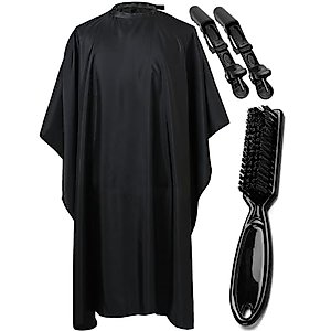 HOOMBOOM Professional Salon Cape with Snap Closure, Waterproof Hair Salon Cutting Cape Barber Hairdressing Cape with Adjustable - 47" x 55" Black