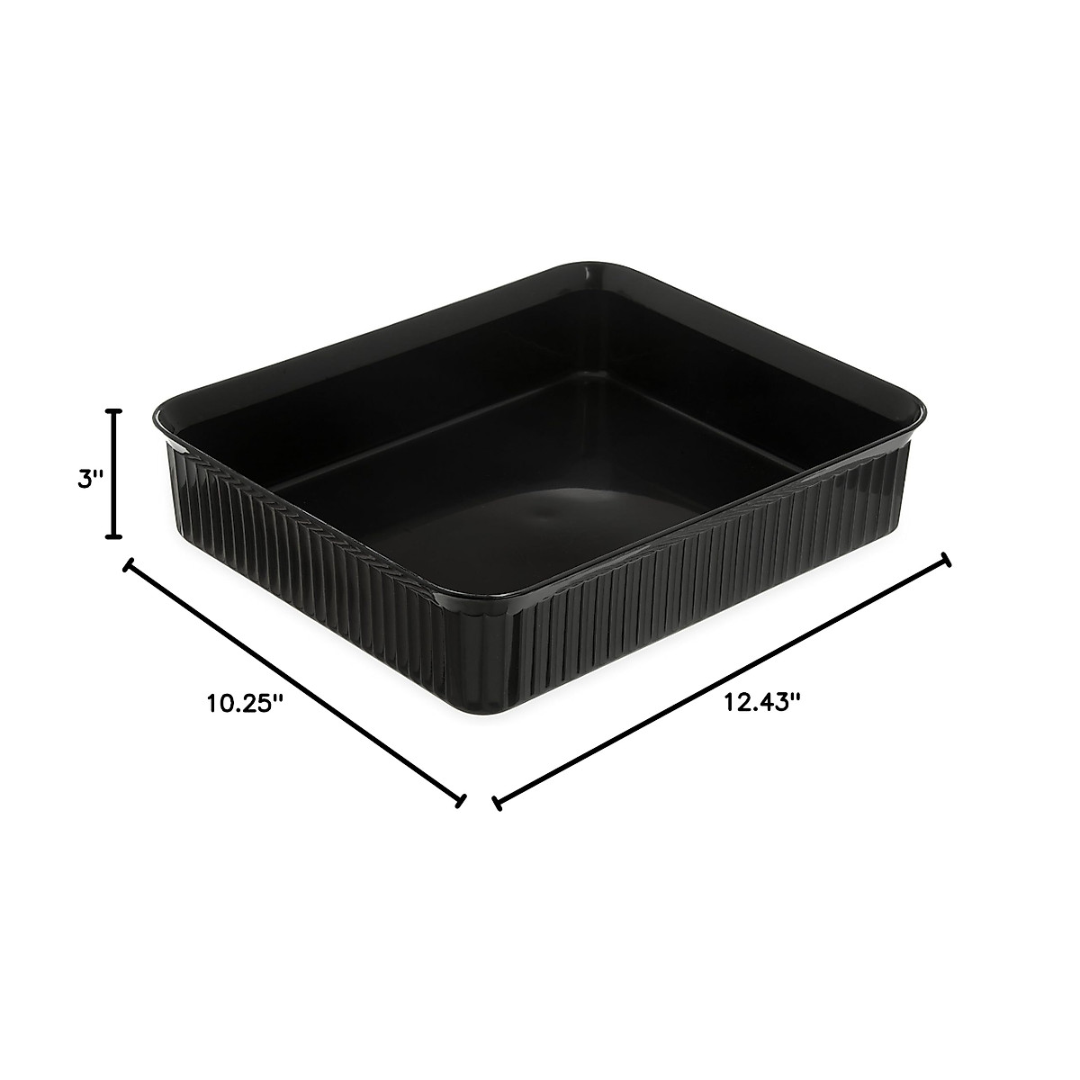CFS Deliware Rectangular Deli Crock, Serving Food Pan for Restaurant, Polypropylene, 10 lb. Capacity, 10 lb., 3" H x 10.25" W x 12.43" L, Black (Pack of 6)