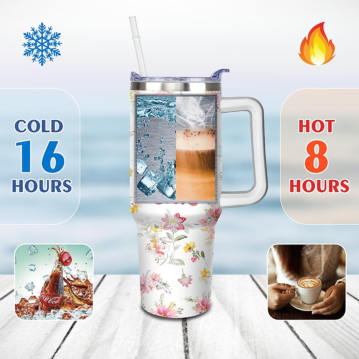 thmasamwr Just A Girl Who Loves Cows Tumbler with Lid and Straw, Stainless Steel 40oz Tumbler with Handle, Cow Print Travel Coffee Mug Cups Gifts for Women and Girls