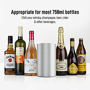 Wine Bottle Chiller, Wine Chiller Bucket with Ice Pack for 750ml White Wine Bottle or Champagne, Stainless Steel Wine Cooler Bucket, Champagne Bucket Perfect Wine Accessories for Wine Lovers