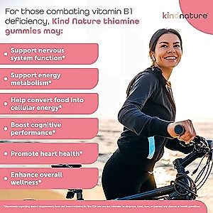 Kind Nature Vitamin B1 Gummies - Chewable Thiamine 500mg per Serving - Formulated for B1 Vitamin Deficiency - Non GMO, Vegan, Natural Strawberry Flavor Thiamine B1 Supplement for Adults & Kids