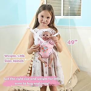 WOOROY Realistic Reborn Baby Dolls - 16 Inch Lifelike Newborn Preemie Baby Dolls Girl Handmade Real Life Baby Dolls Soft Cloth Body Gift Toy for Kids Age 3+